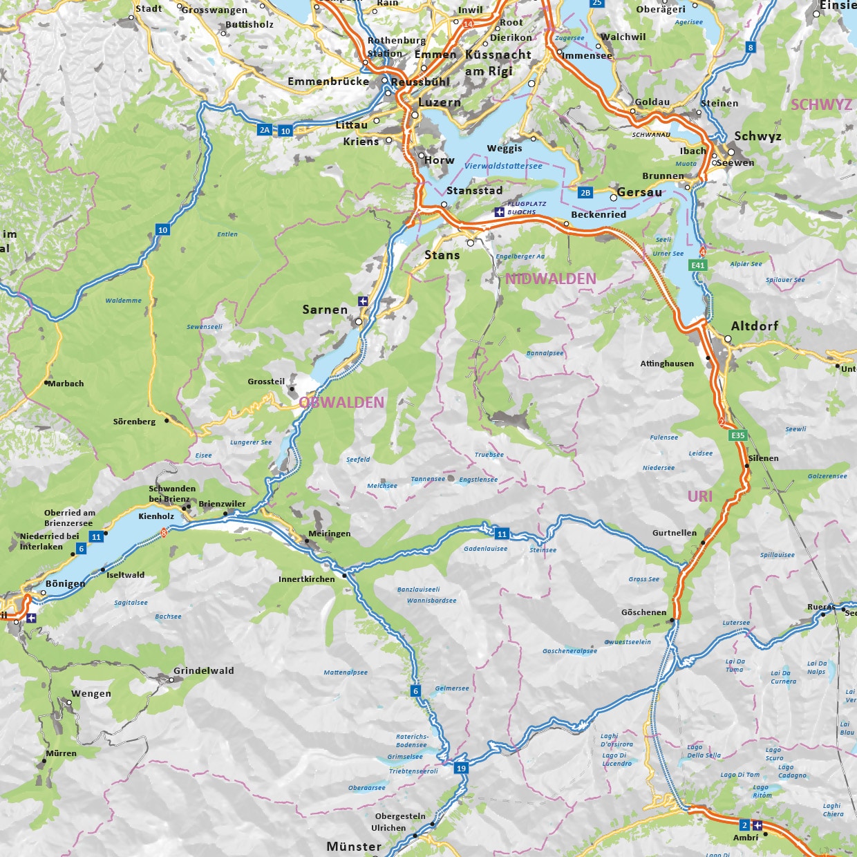 Wegenkaart Zwitserland | Vector-Map de online kaarten shop!