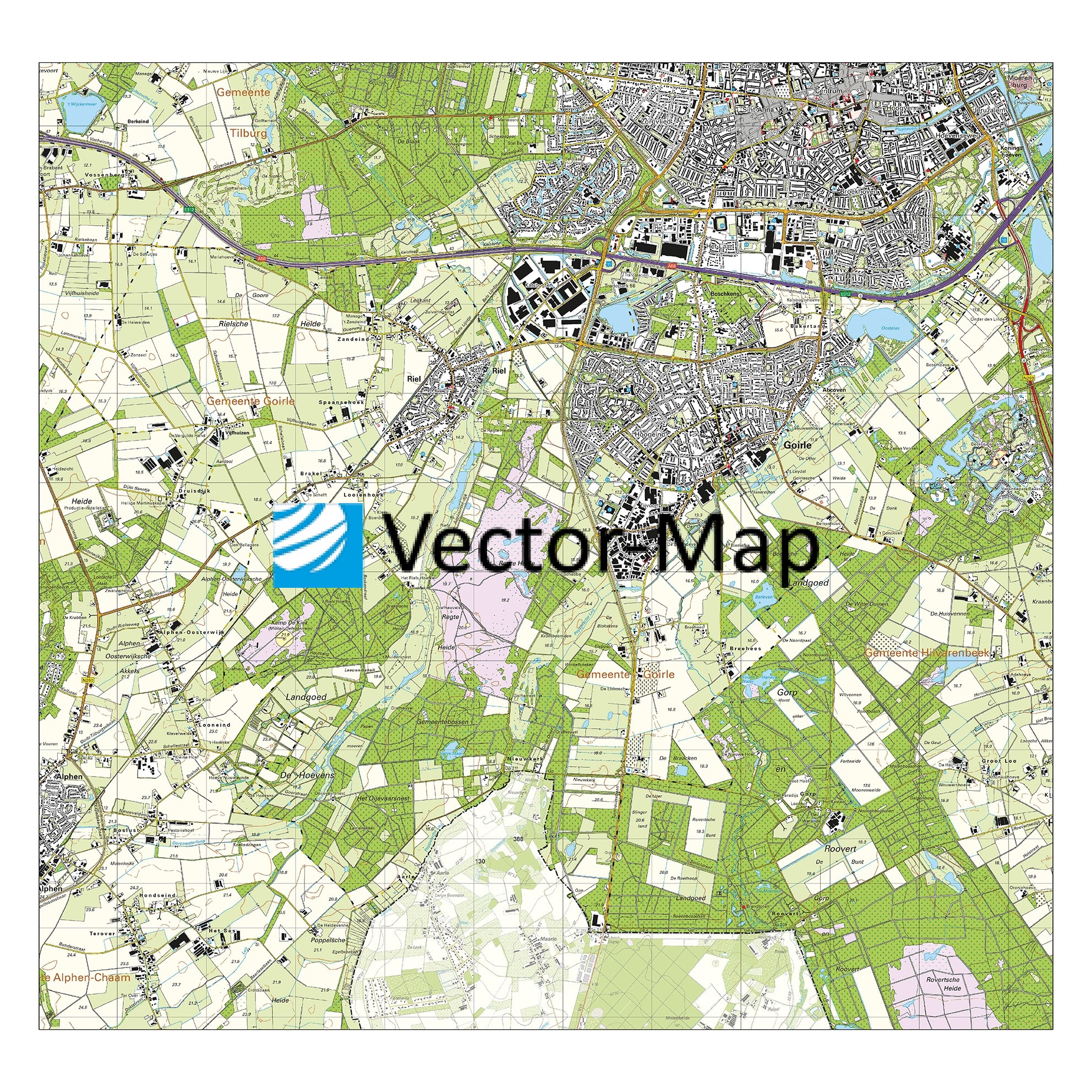 Topografische kaart Goirle | Gemeente Plattegronden Vector Map