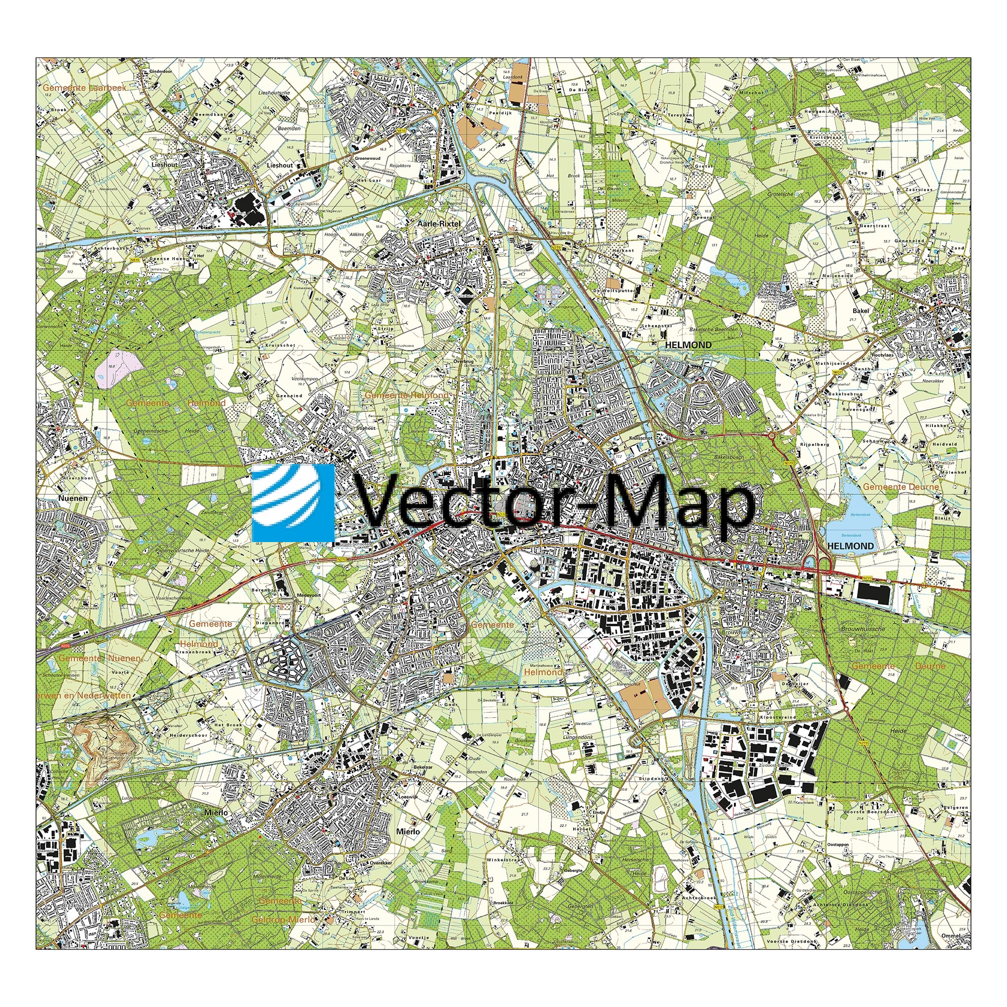 Topografische kaart Helmond | Gemeente Plattegronden Vector Map