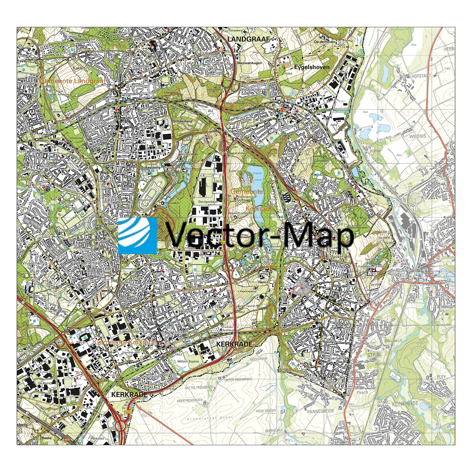 Topografische kaart Kerkrade | Vector-Map de online kaarten shop!